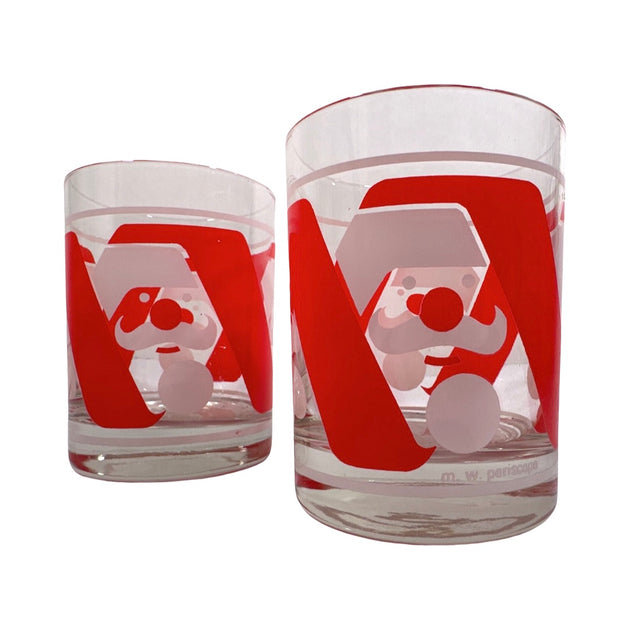 M.W. Periscope Mid-Century Mod Santa Double Old Fashion Glasses (Set o ...