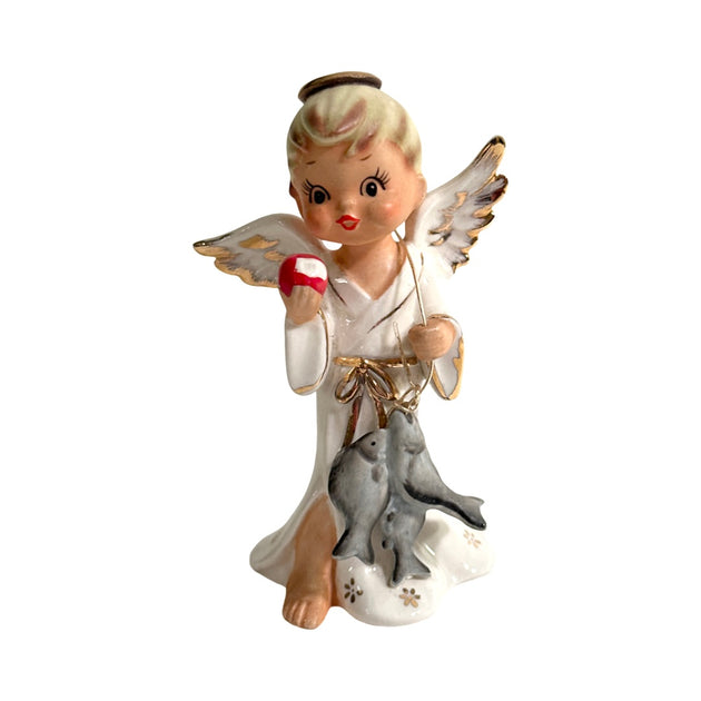 Vintage Napcoware Fishing Angel Figure | Retro Solstice