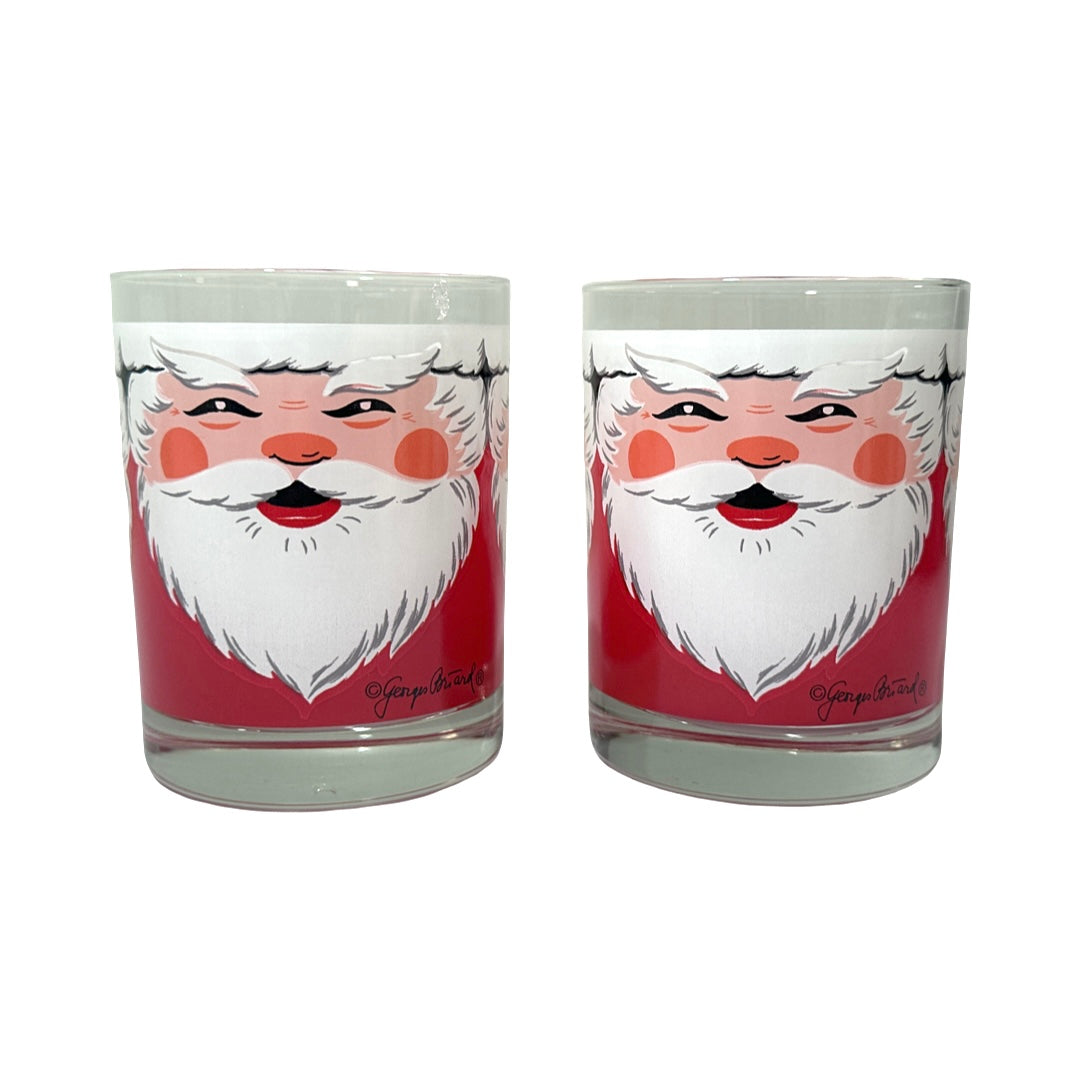 Georges Briard Signed Vintage Santa Double Old Fashion Glasses (Set of ...