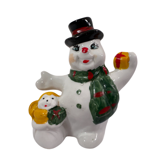 Vintage Frosty the Snowman with Monkey Ceramic Figure | Retro Solstice