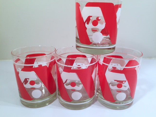 M.W. Periscope Mid-Century Mod Santa Double Old Fashion Glasses (Set o ...