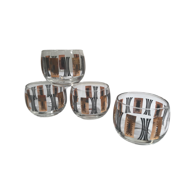 Fred Press Jewel Gold Roly Poly Whiskey Glasses (Set of 4) | Retro Solstice