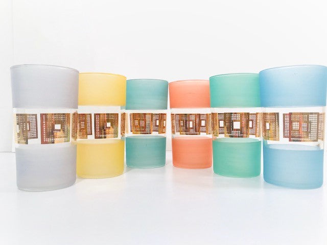 Mid-Century Modern Pastel Glasses (Set of 6) | Retro Solstice